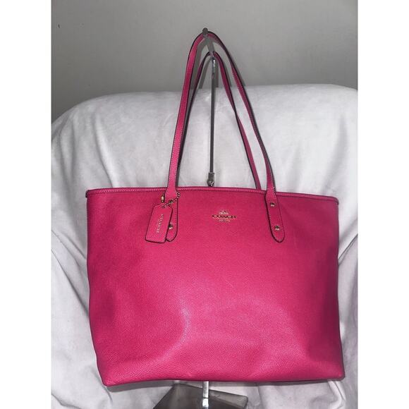 Coach | Bags | Coach Luxury Cross Grain Leather Tote Bag Cherry Pink ...